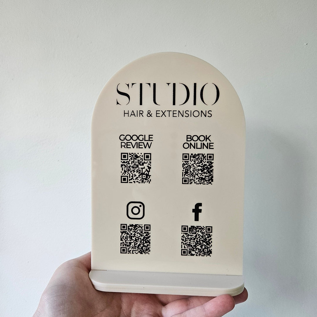 Mini Arch QR Code Sign with Logo – Aesthetic Sign Co
